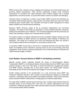 THE IMPACT OF LONELINESS ON MENTAL HEALTH AND HOW NEMT CAN HELP TO ...