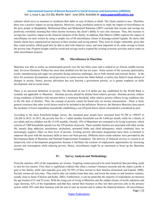 The Impact of Microfinance on Saving Deposits-The Case of Mauritius | PDF