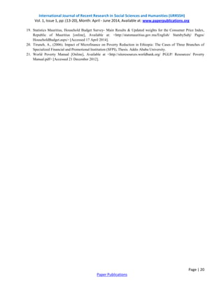 The Impact of Microfinance on Saving Deposits-The Case of Mauritius | PDF
