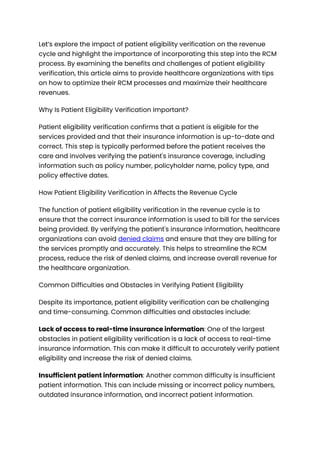 The Impact of Patient Eligibility Verification on the Revenue Cycle.pdf
