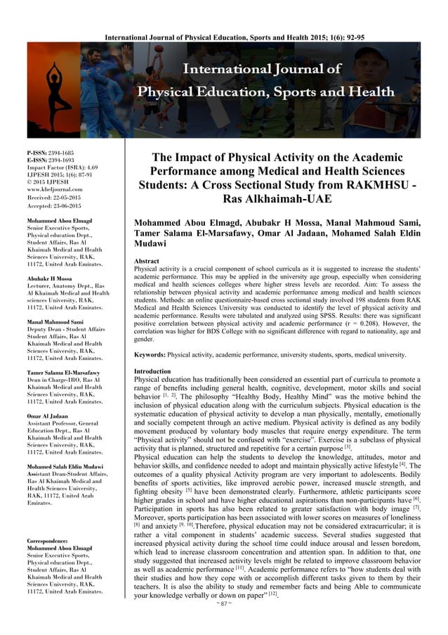The impact of physical activity on academic performance among medical ...