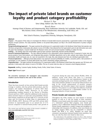 The impact of private labeled products on consumer brand loyalty | PDF