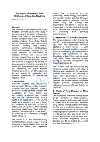 The Impact of Seasonal Time Changes on Circadian Rhythms | PDF