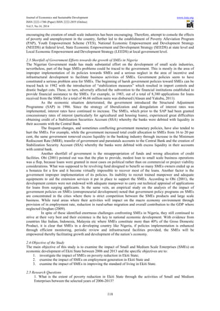 The impact of small and medium scale enterprises on economic development of ekiti state, nigeria ...