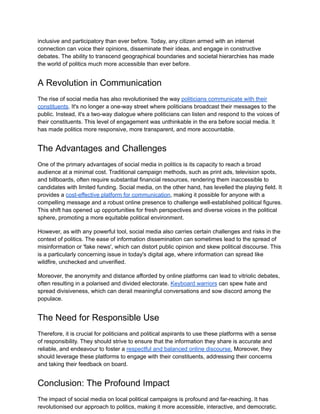 The Impact of Social Media on Local Political Campaigns | PDF