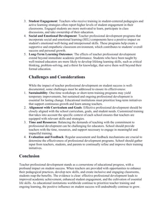 The Impact of Teacher Professional Development on Student Success. | PDF