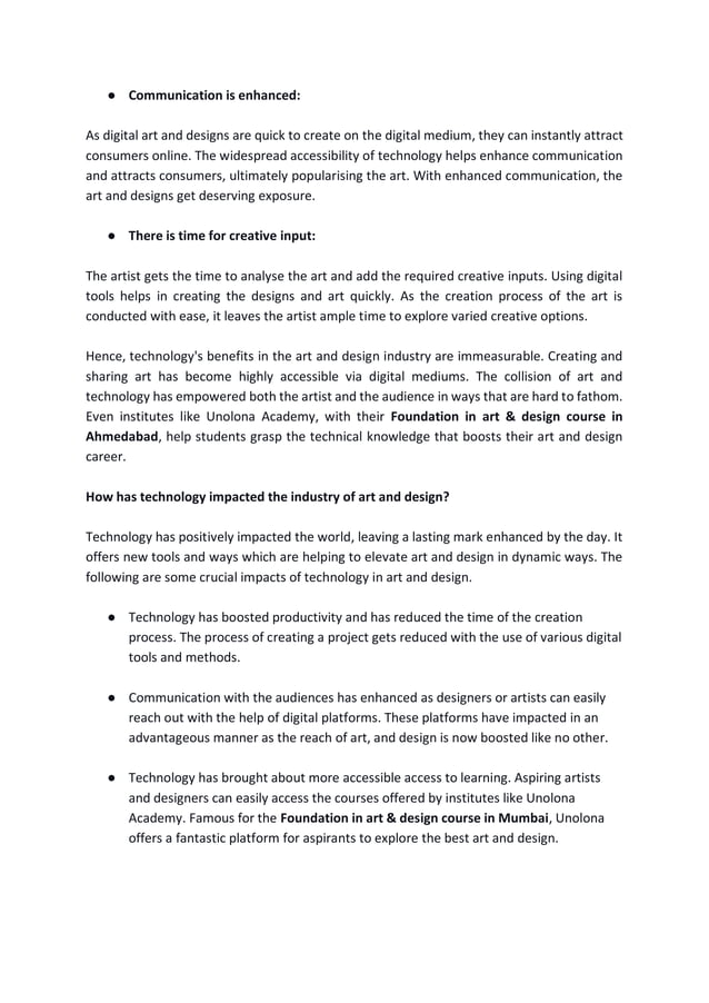 The Impact of Technology on the Art and Design Industry | PDF