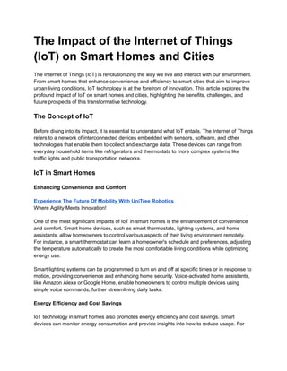 The Impact of the Internet of Things (IoT) on Smart Homes and Cities | PDF