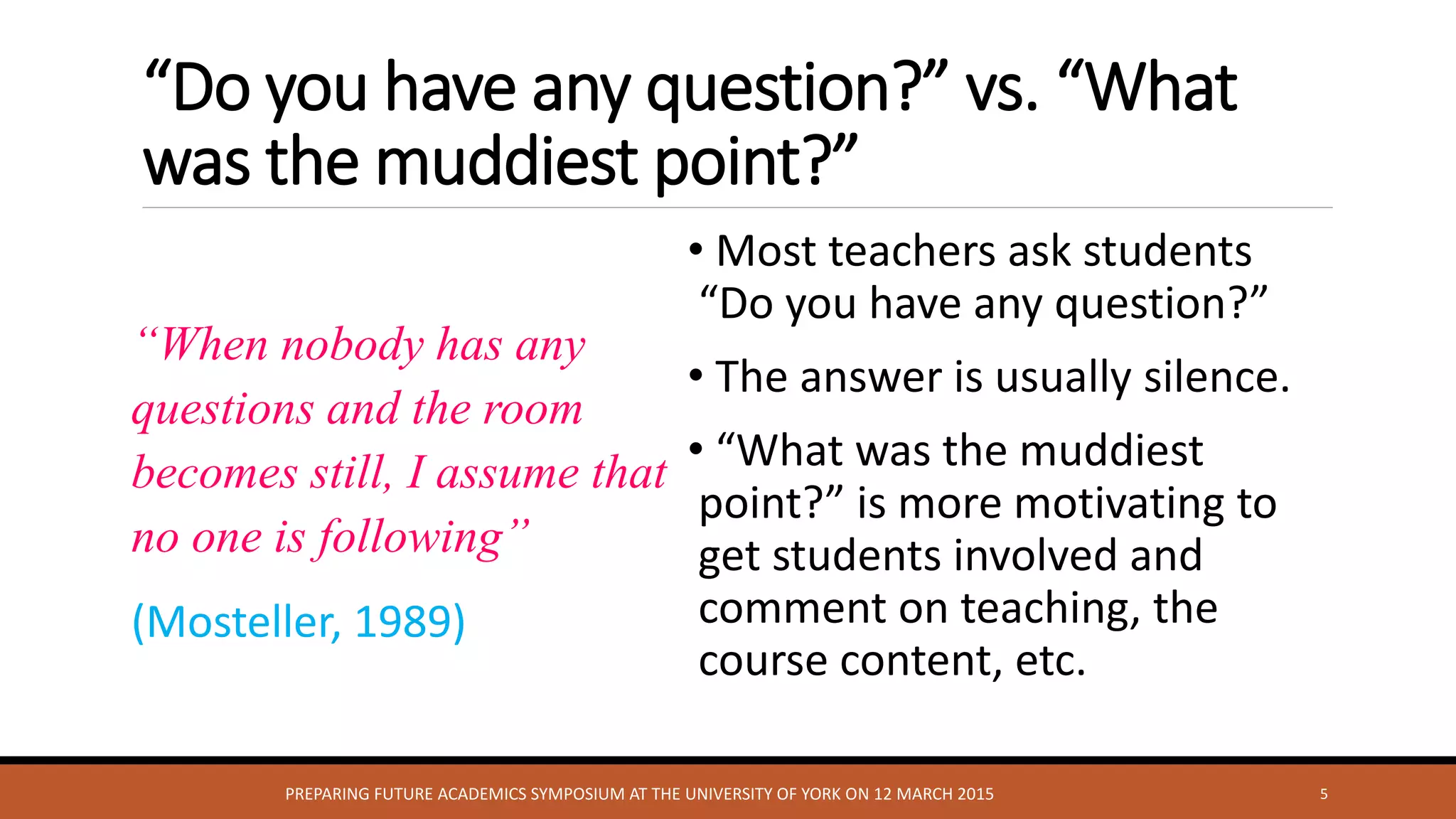The impact of the muddiest point technique on teaching | PPTX