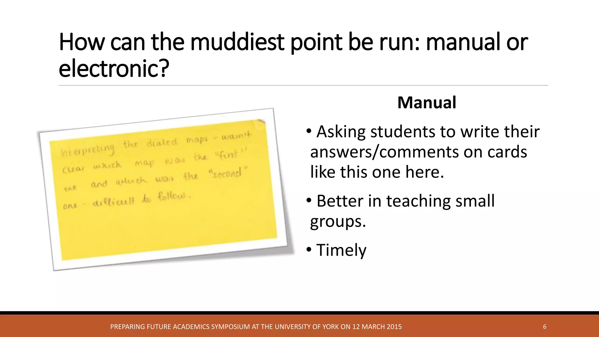The impact of the muddiest point technique on teaching | PPTX