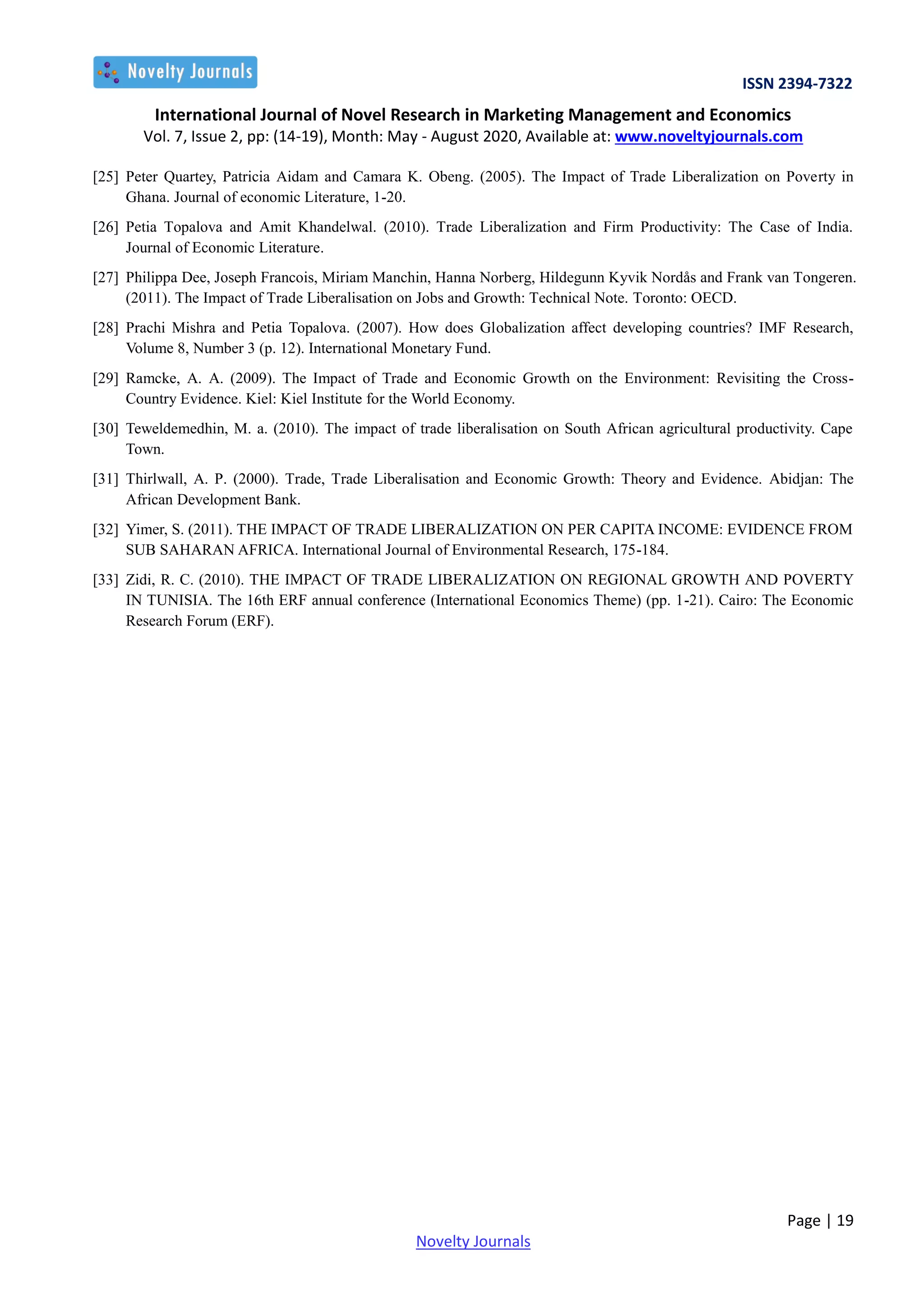 THE IMPACT OF TRADE LIBERALIZATION ON ECONOMIC GROWTH; THE CASE OF SUB ...