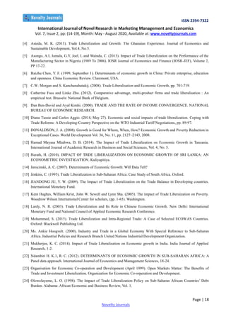 THE IMPACT OF TRADE LIBERALIZATION ON ECONOMIC GROWTH; THE CASE OF SUB ...