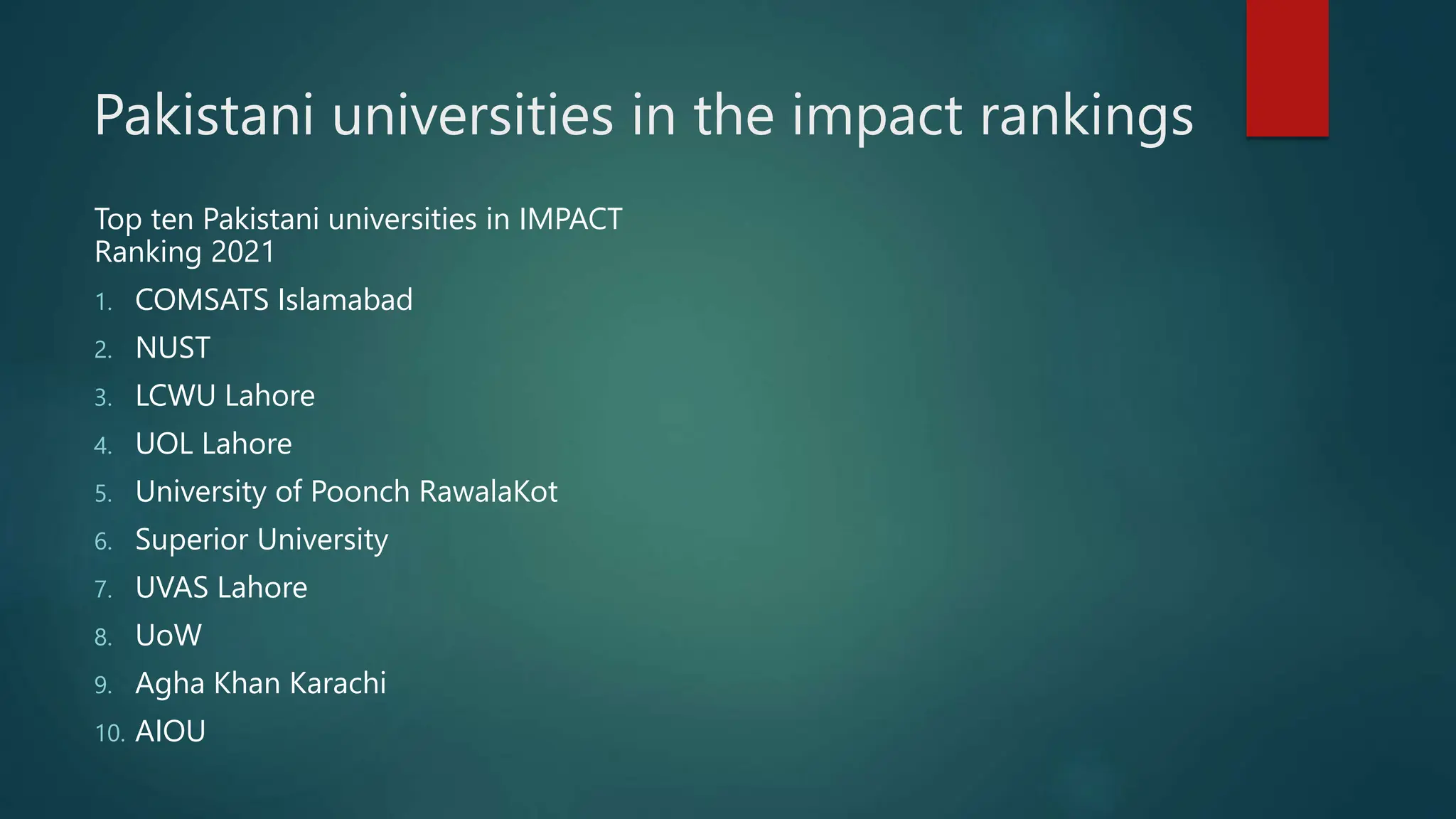 Time's Higher Education Impact Rankings 2021 .pptx