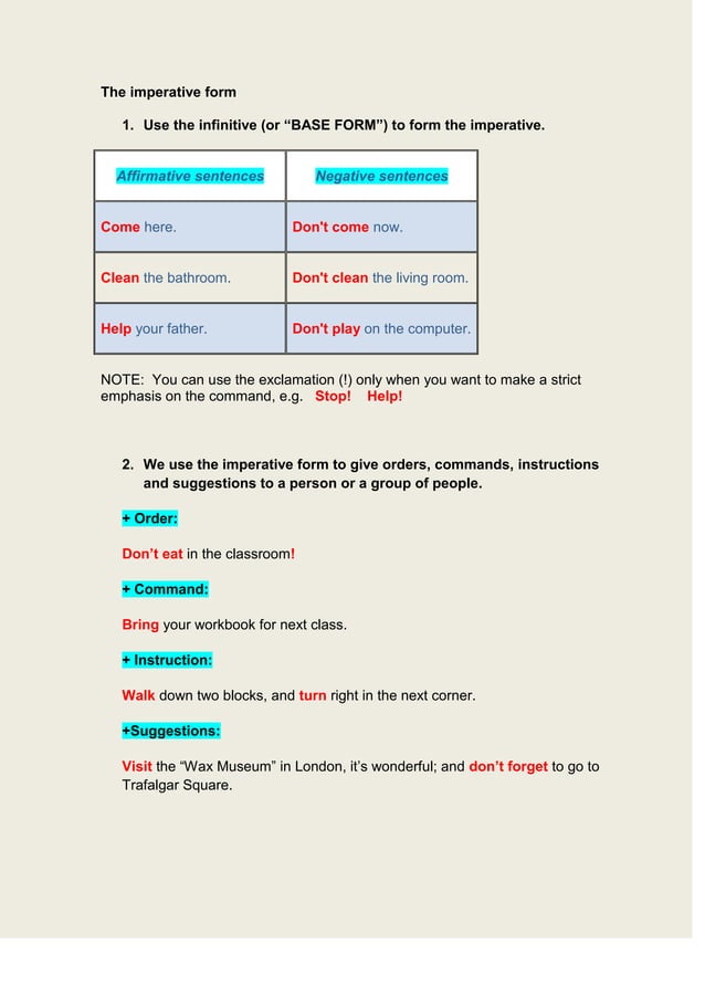 THE IMPERATIVE FORM | DOCX