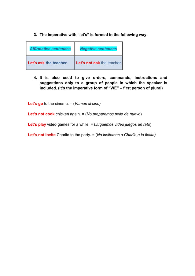 THE IMPERATIVE FORM | PDF