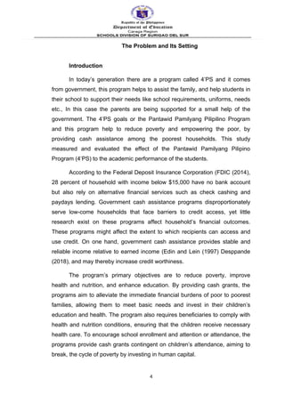 The Implementation of 4ps program in the philippines | DOCX