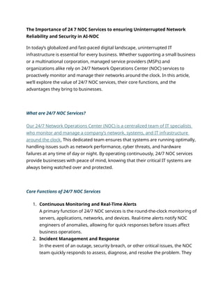 The Importance of 24 7 NOC Services to ensuring Uninterrupted Network ...
