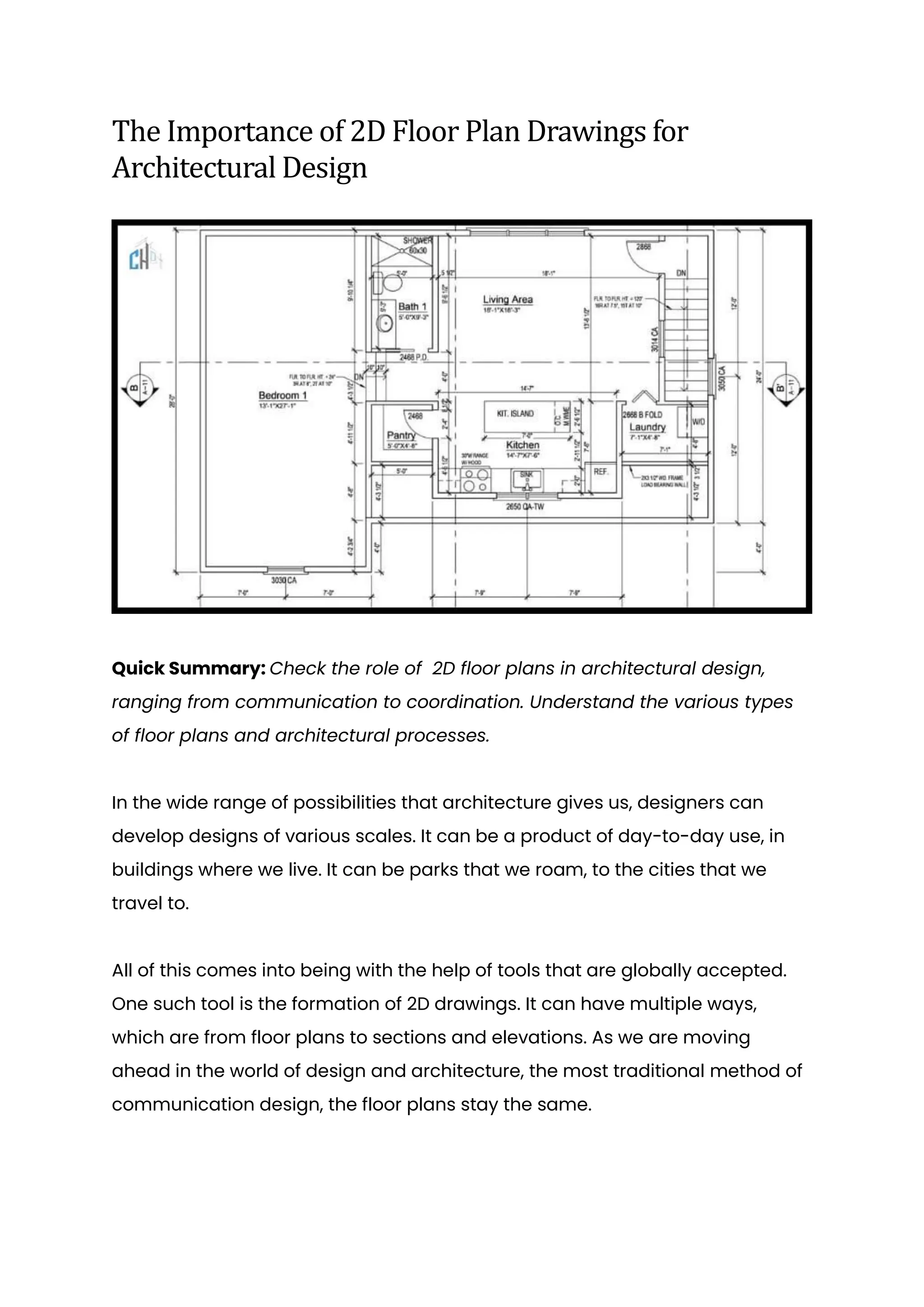 The Importance of 2D Floor Plan Drawings for Architectural Design | PDF
