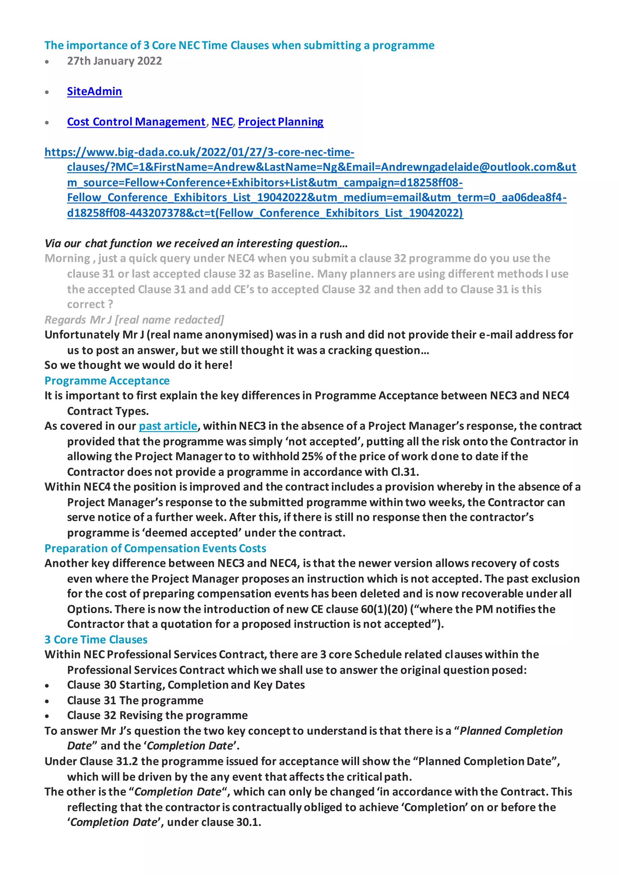 The importance of 3 Core NEC Time Clauses when submitting a programme.docx