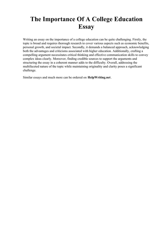 The Importance Of A College Education Essay.pdf