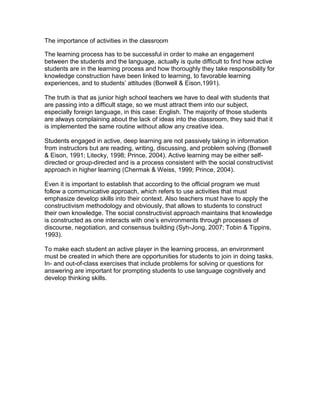 The importance of activities in the classroom | DOCX