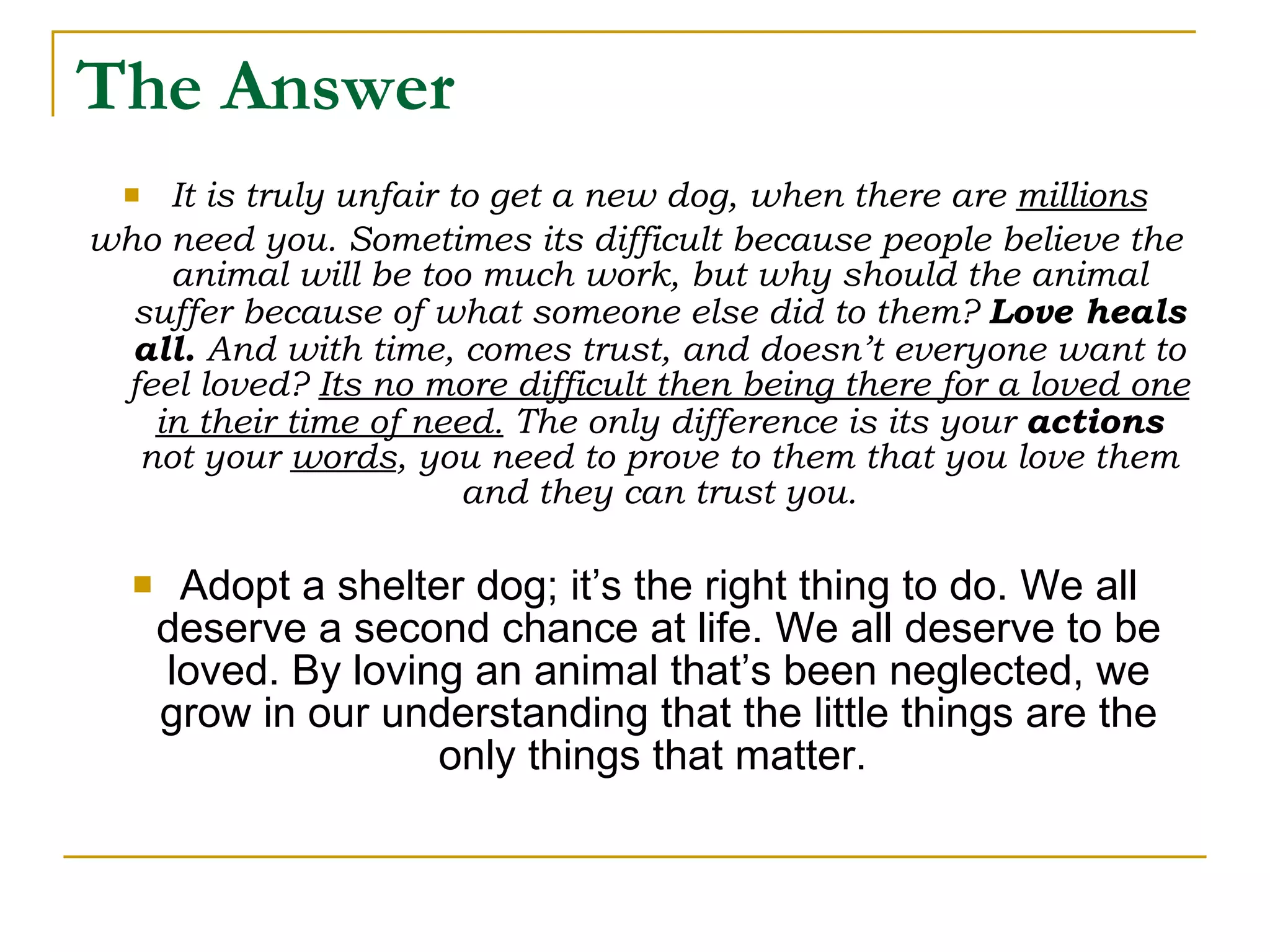 The Importance Of Adoption | PPT | Dogs | Pets