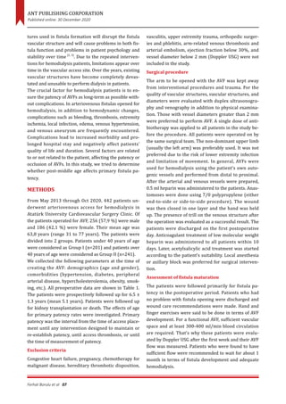 The importance of age in terms of fistula patency in chronic ...