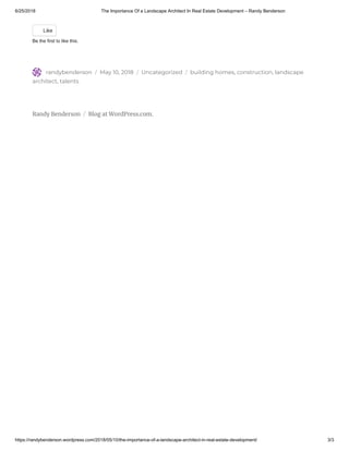 The Importance Of a Landscape Architect In Real Estate Development | PDF