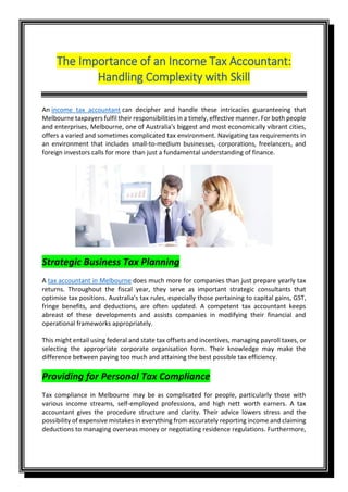 The Importance of an Income Tax Accountant Handling Complexity with ...
