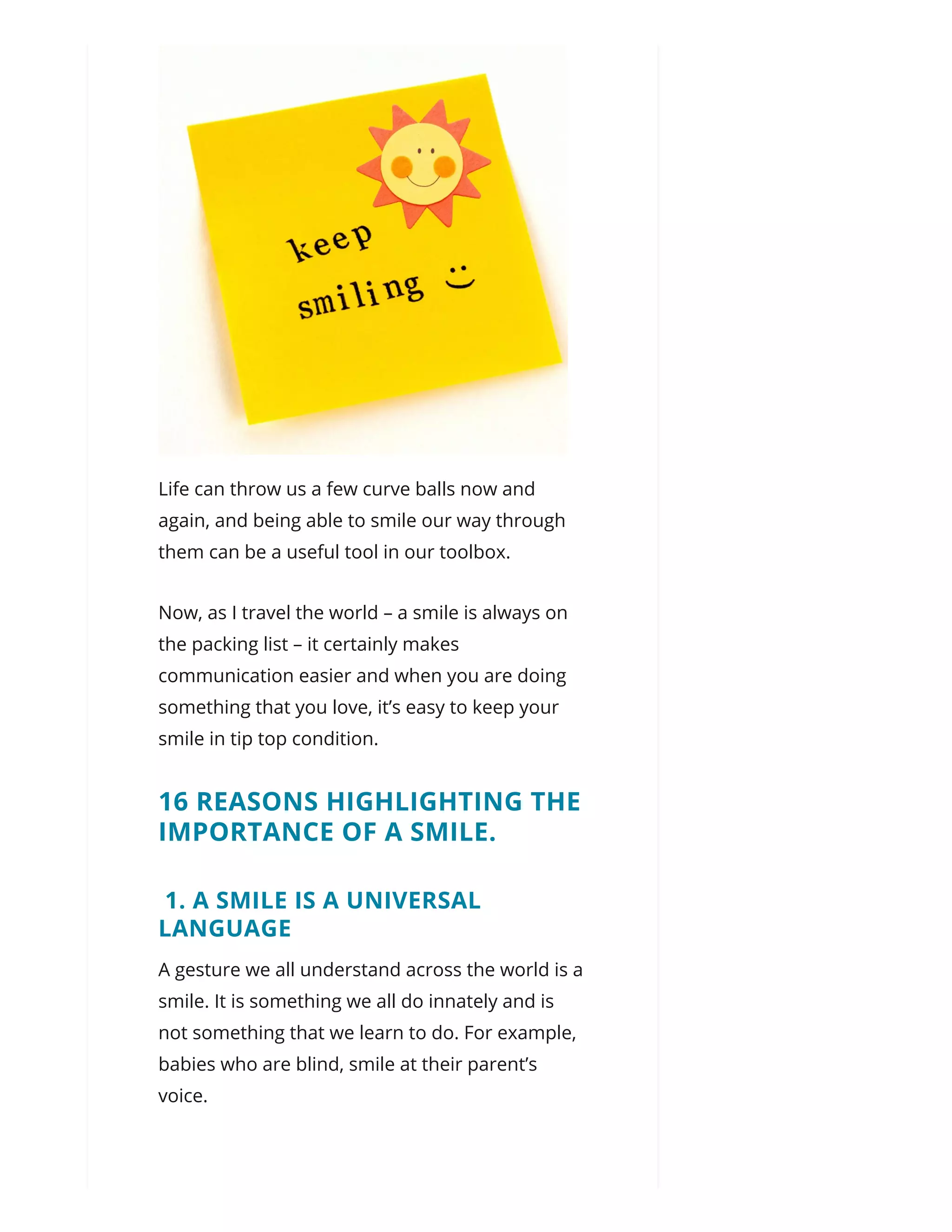 The importance of a smile | PDF | Wellness | Healthy Living