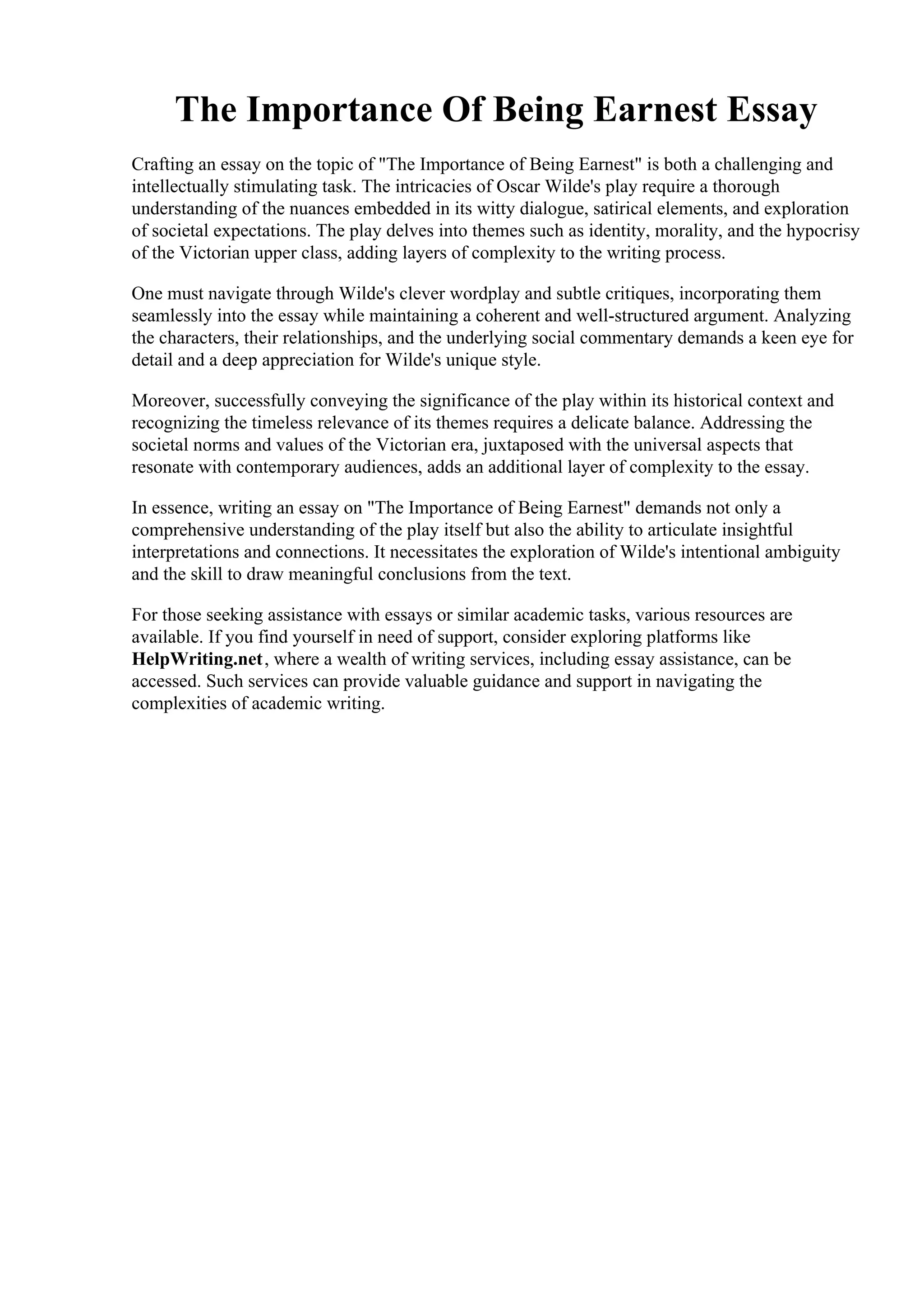 The Importance Of Being Earnest Essay.pdf