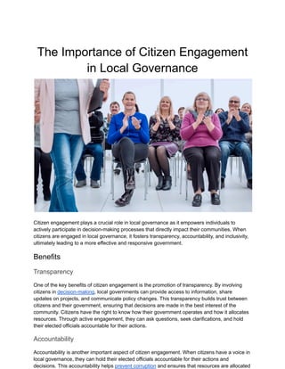 The Importance of Citizen Engagement in Local Governance | PDF