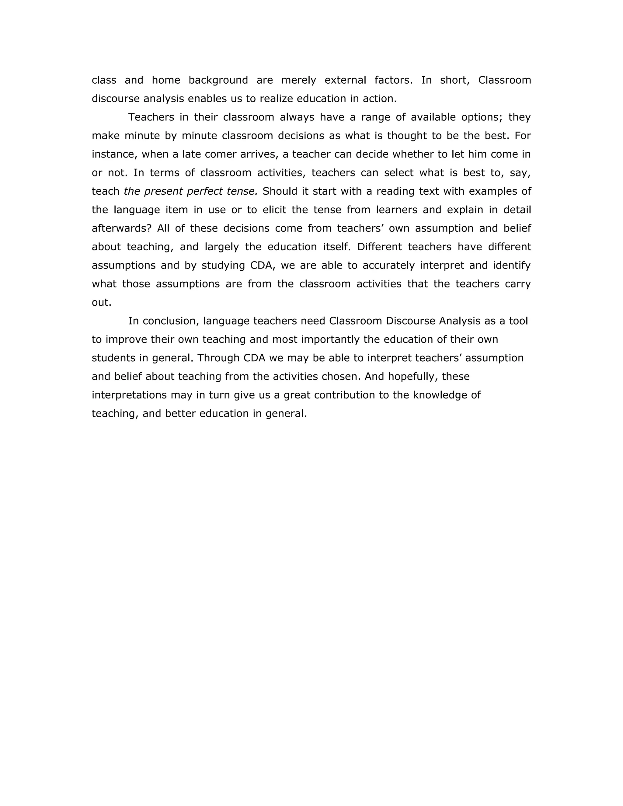 The importance of classroom discourse analysis for ELT teachers | DOC ...