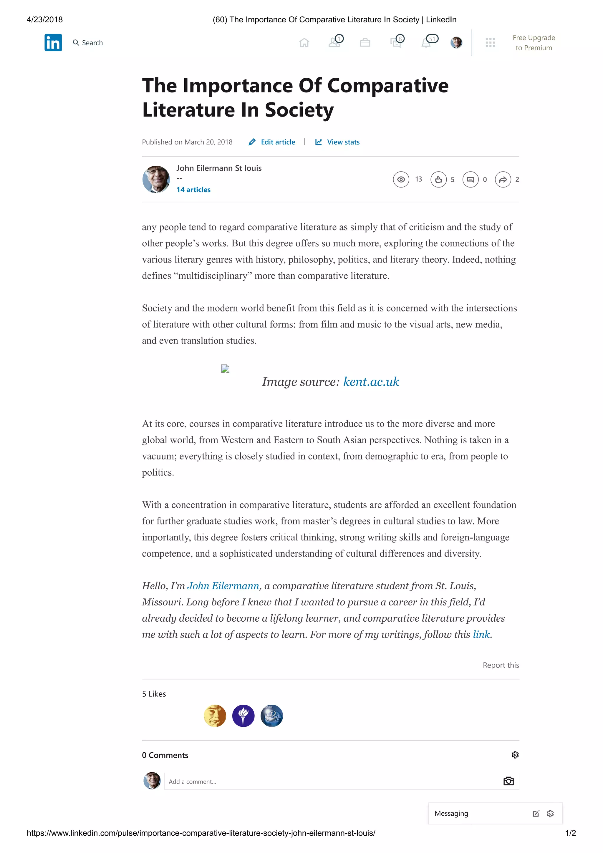 The importance of comparative literature in society | PDF