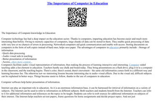 The Importance Of Computer Aided Education | PPT