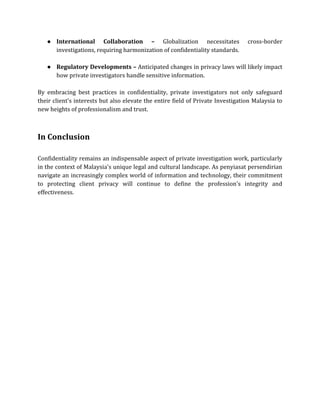 The Importance of Confidentiality in Private Investigation Work | PDF
