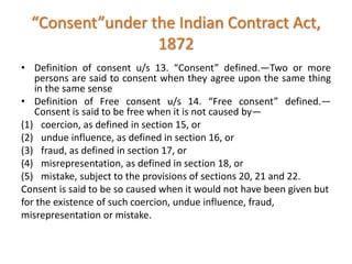 The importance of consent to make a contract by roll no. 76 tanvi ...