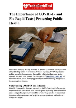 The Importance of COVID-19 and Flu Rapid Tests | Protecting Public ...