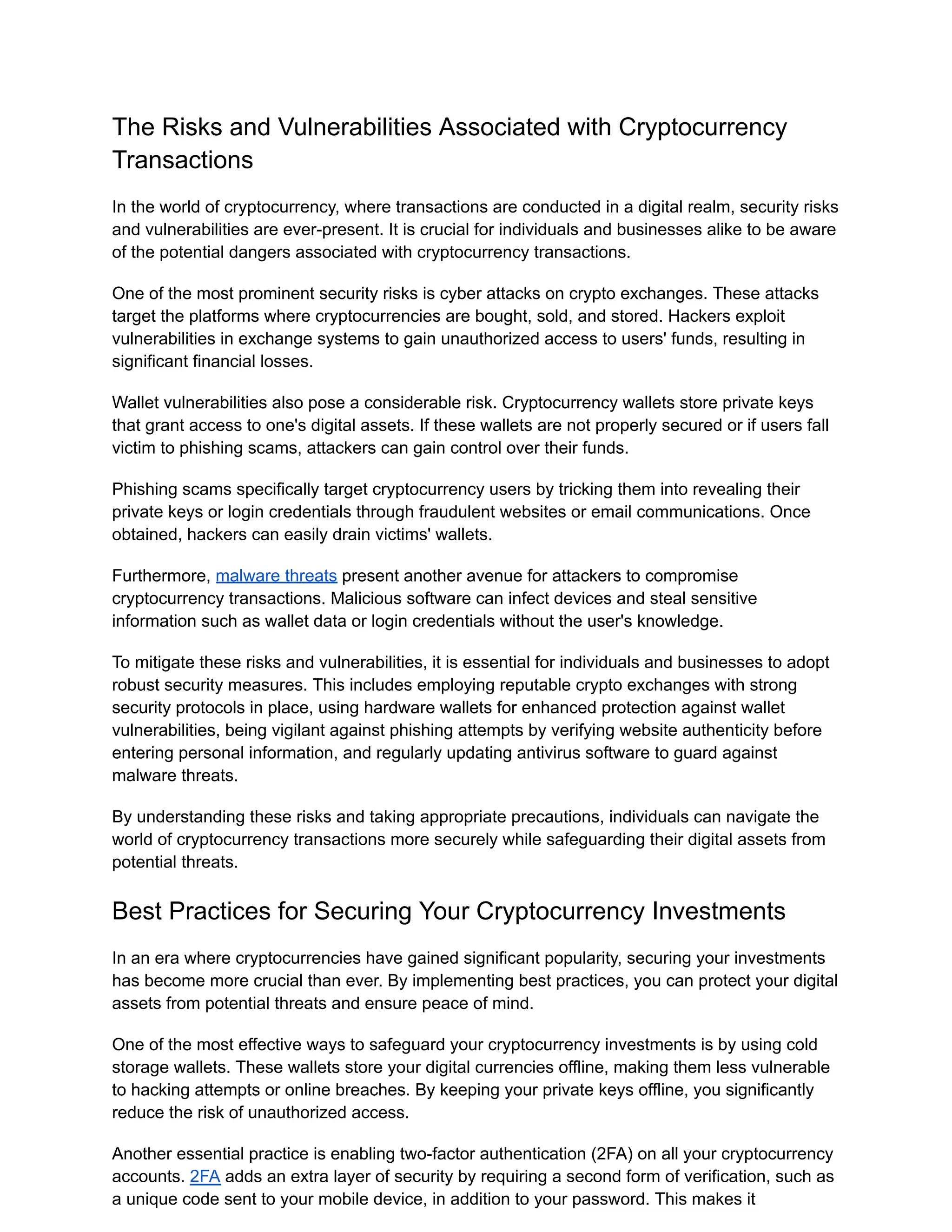 The Importance of Cyber Security in Cryptocurrency | PDF