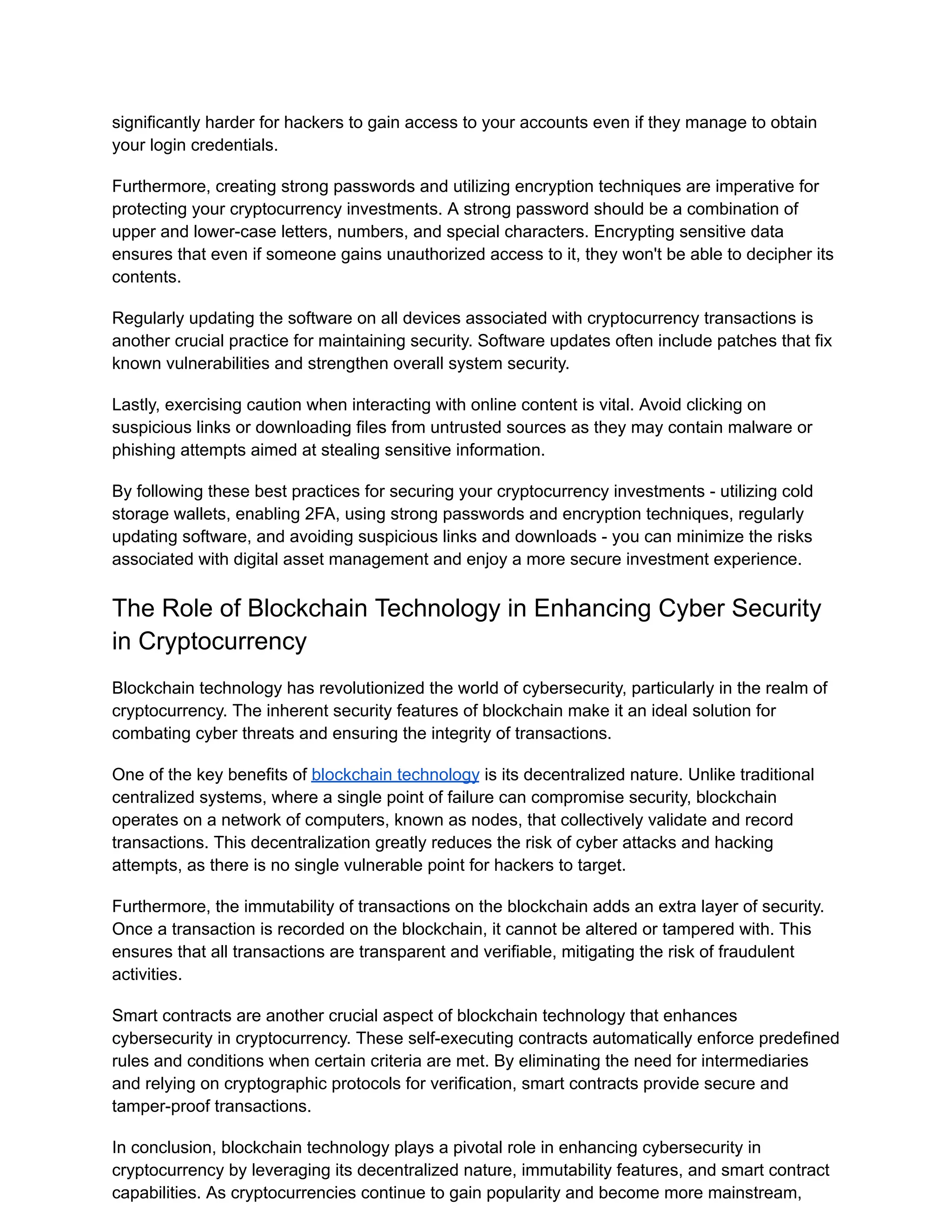 The Importance of Cyber Security in Cryptocurrency | PDF