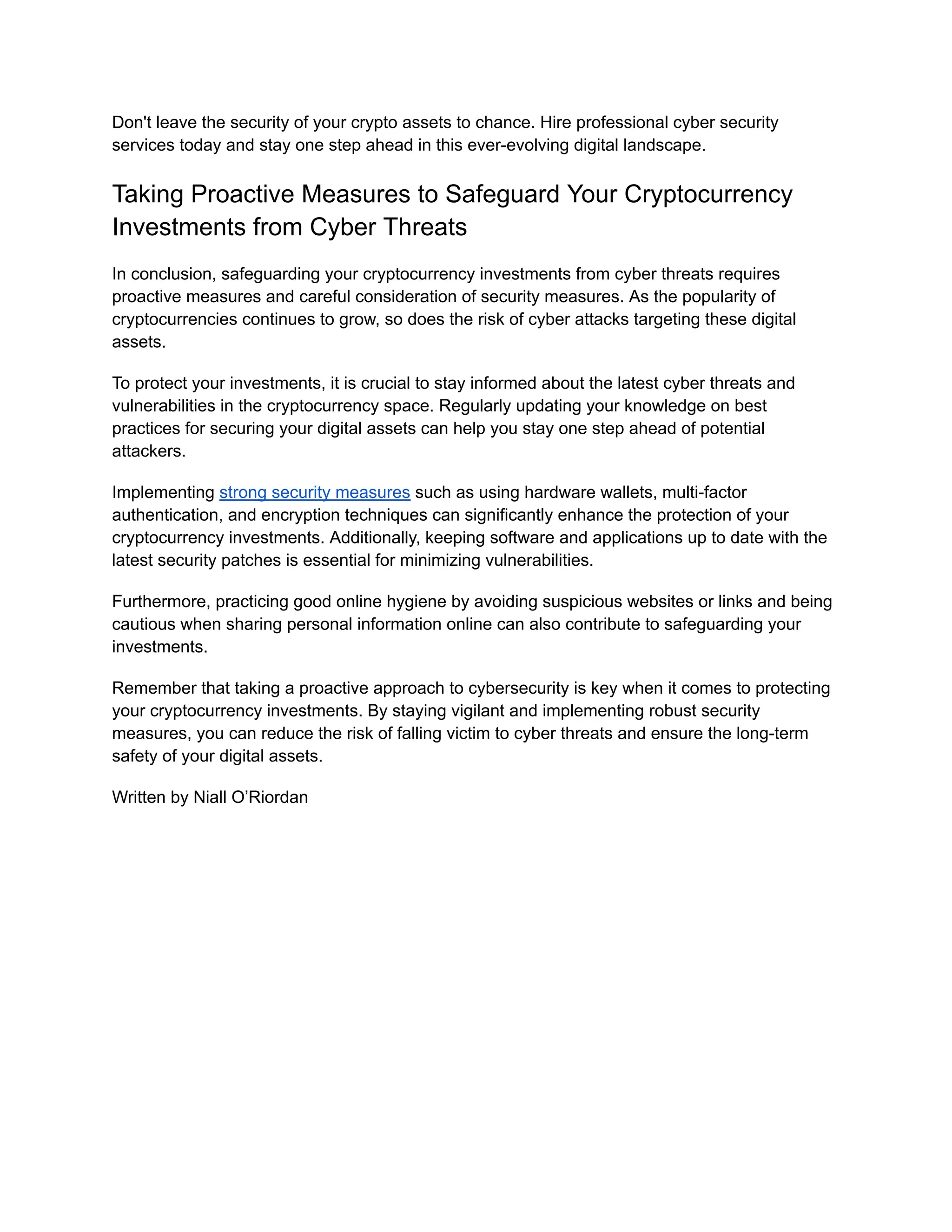 The Importance of Cyber Security in Cryptocurrency | PDF
