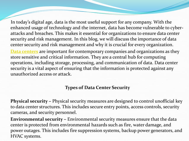 The Importance of Data Center Security and Risk Management.pptx | IT ...