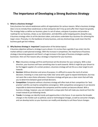 The Importance of Developing a Strong Business Strategy.docx