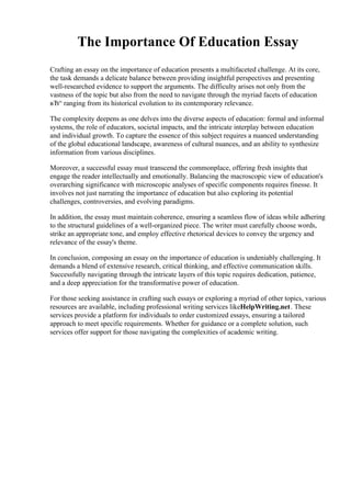 The Importance Of Education Essay. Las Vegas College | PDF