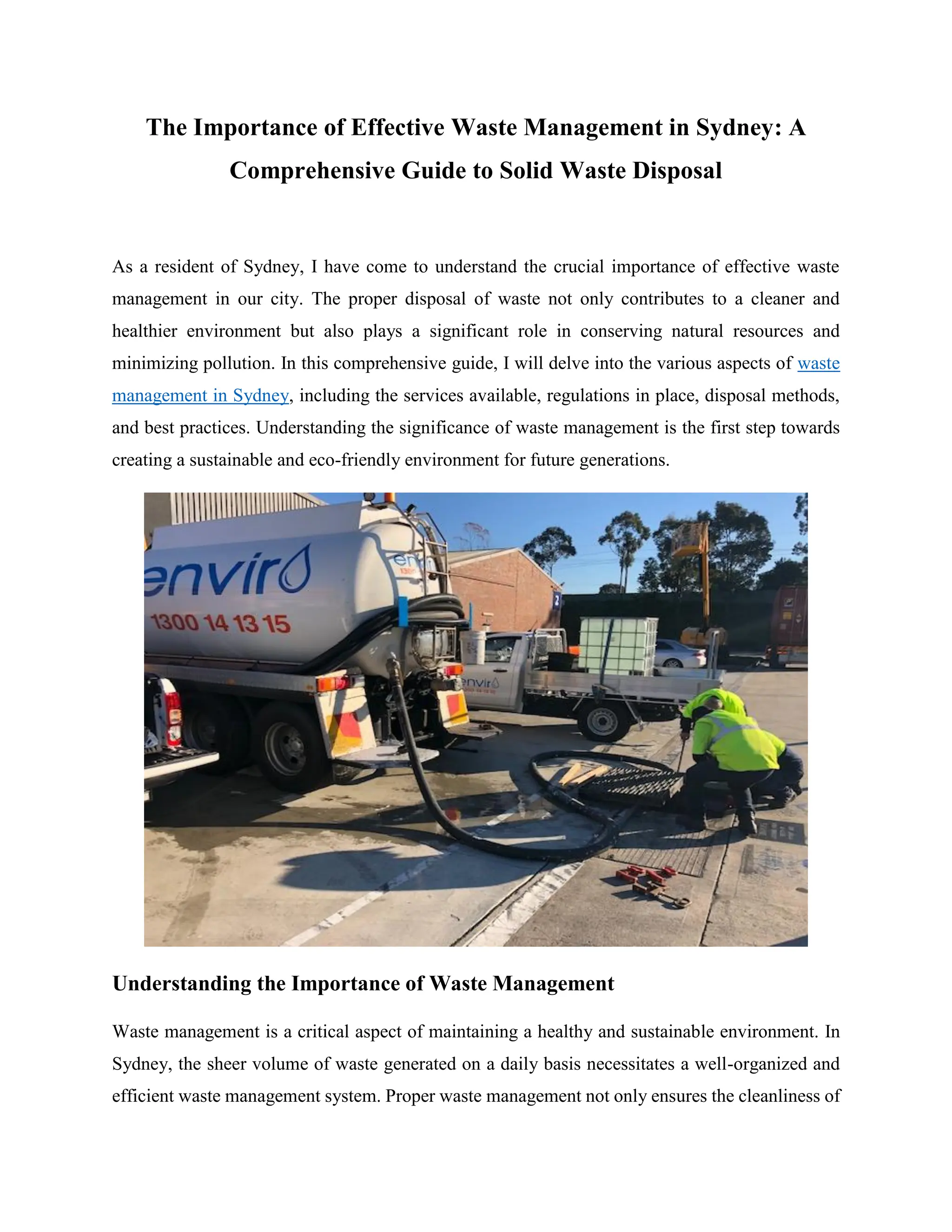 The Importance of Effective Waste Management in Sydney | PDF ...