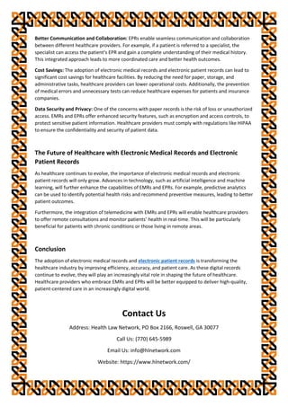 The Importance of Electronic Medical Records and Electronic Patient ...