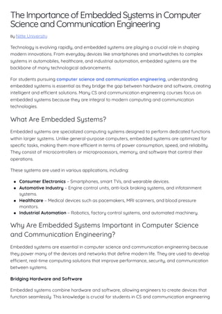 The Role of Embedded Systems in Computer Science & Communication ...