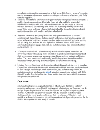 The Importance of Emotional Intelligence in Education | PDF