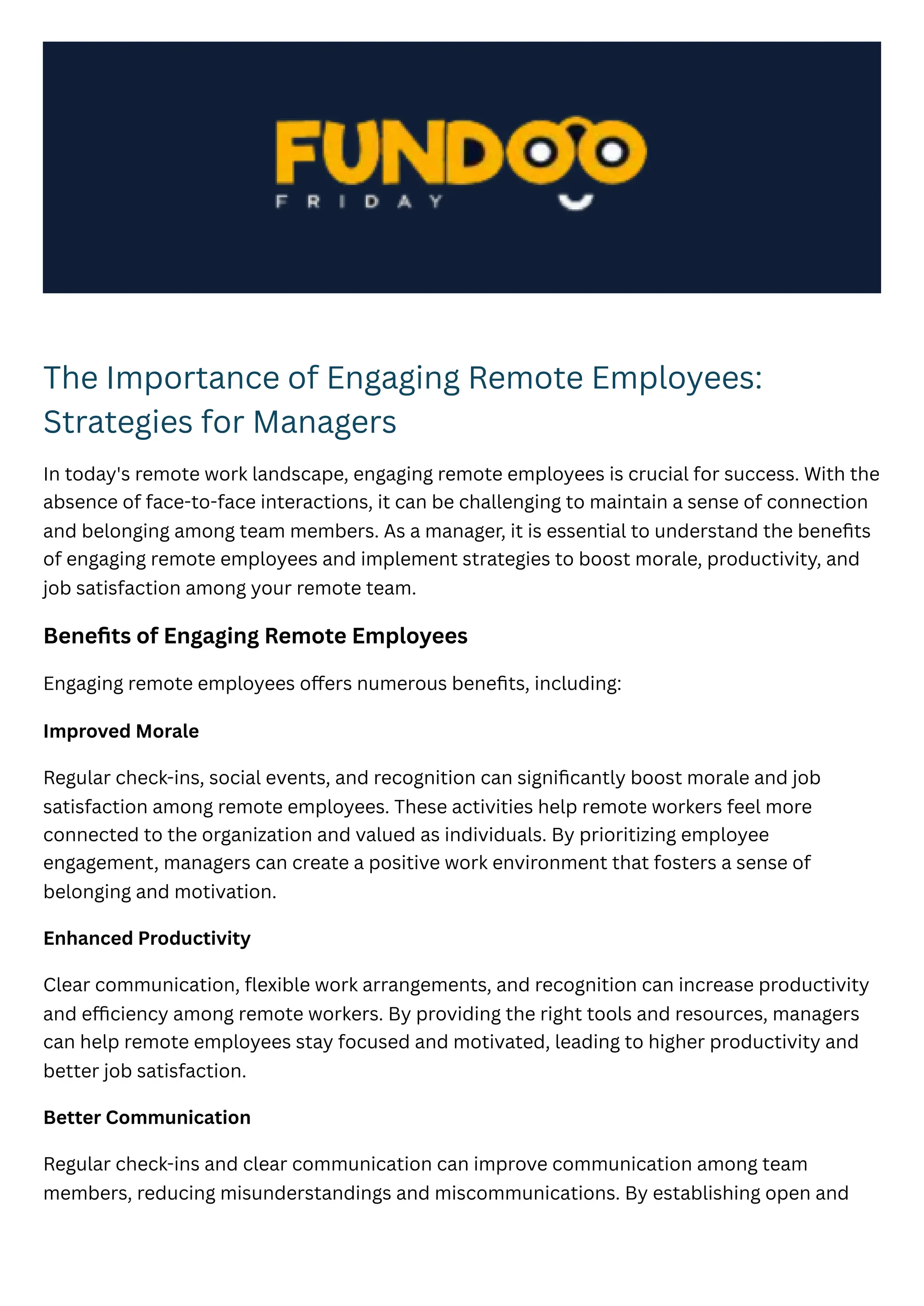 The Importance of Engaging Remote Employees | PDF