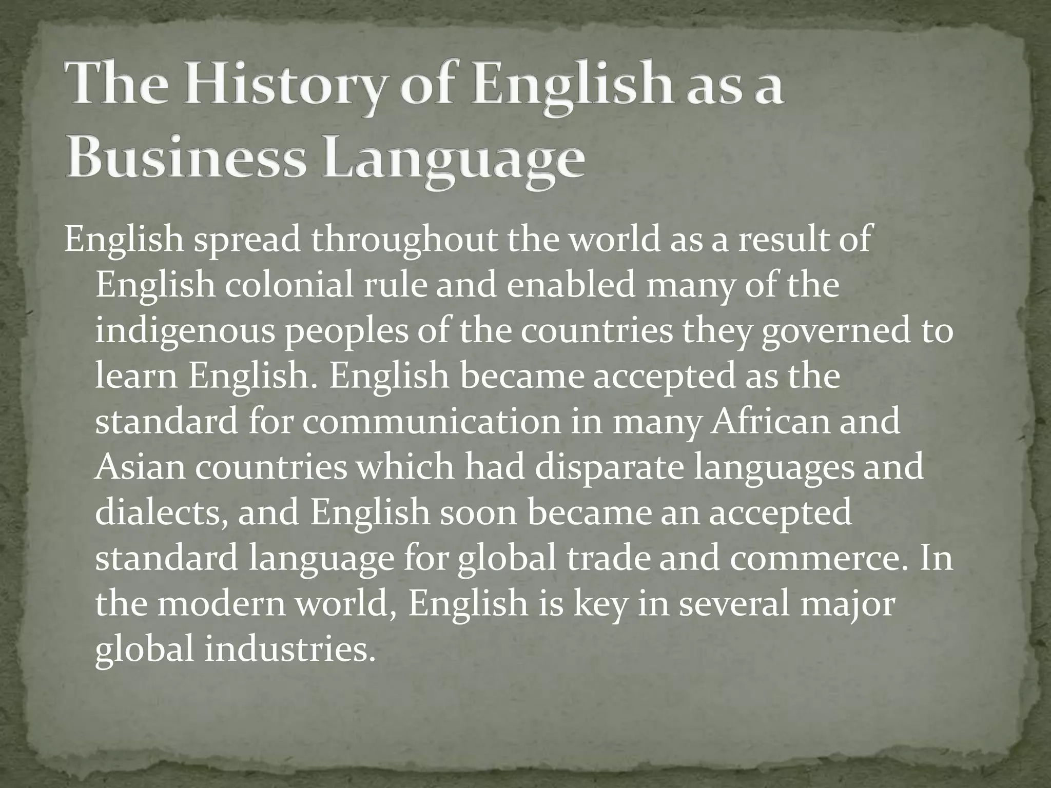 The importance of english in modern business | PPTX